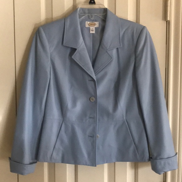 Talbots | Jackets & Coats | Talbots Blue Leather Jacket Sz4 | Poshmark